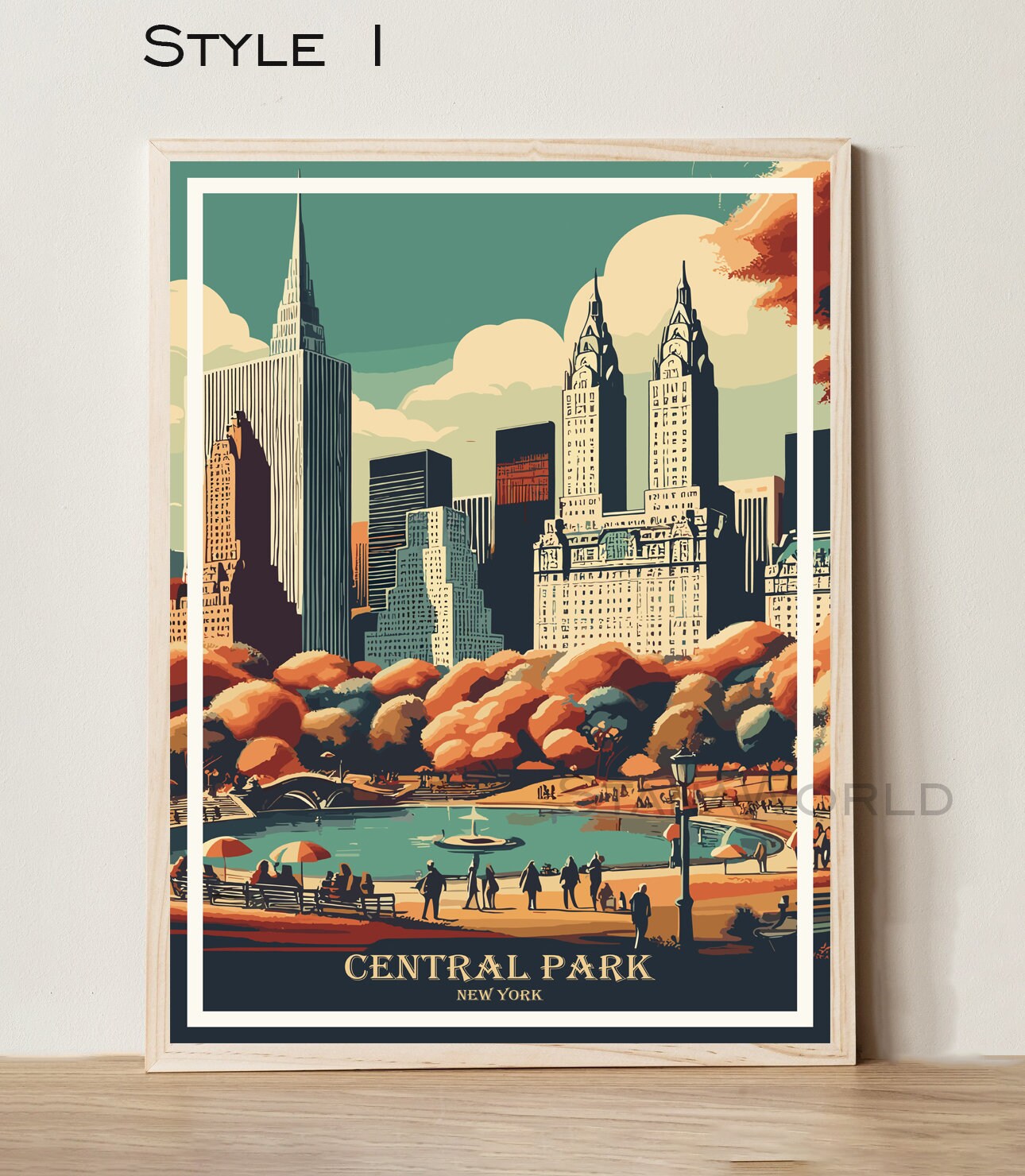 New York Central Park Unites States Travel Poster Print Wall Art ...