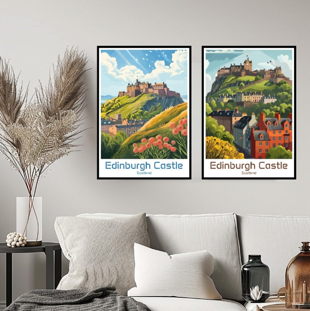 Edinburgh Castle Scotland Poster Travel Print Wall Edinburgh Castle ...