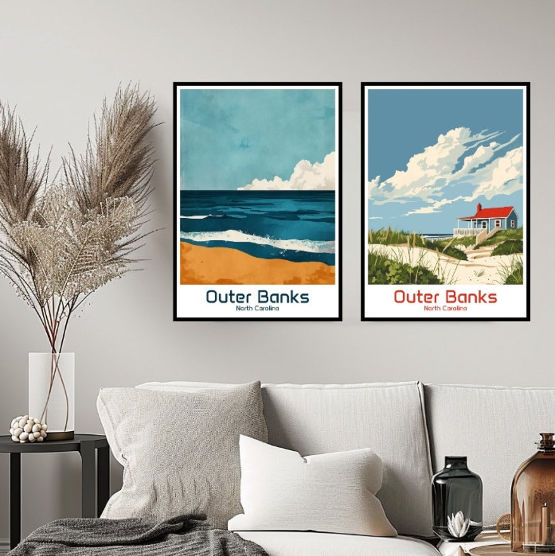 Outer Banks North Carolina Poster Travel Print Outer Banks Wall Home ...
