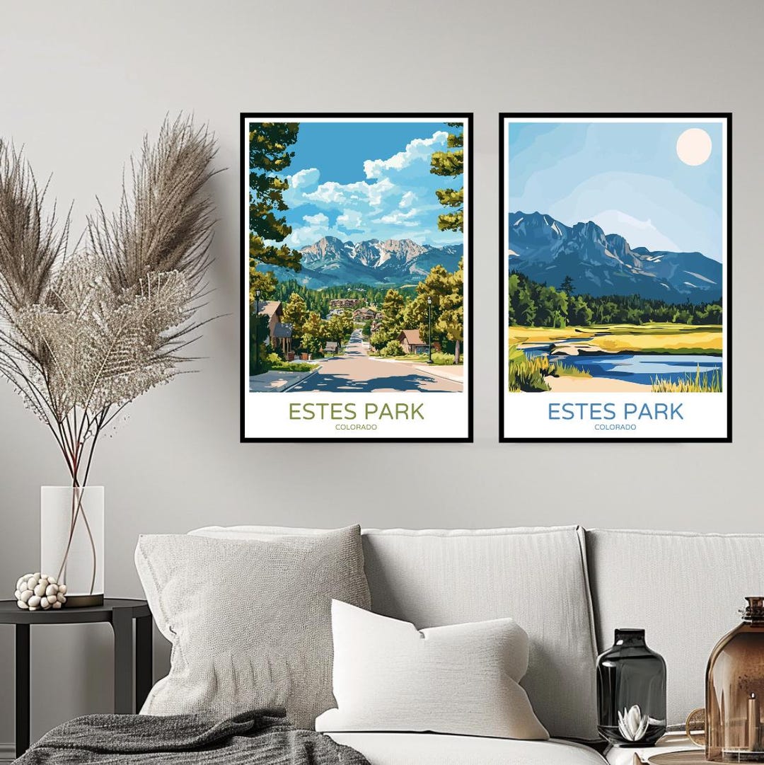 Estes Park Colorado Poster Travel Print Estes Park Larimer County Wall ...