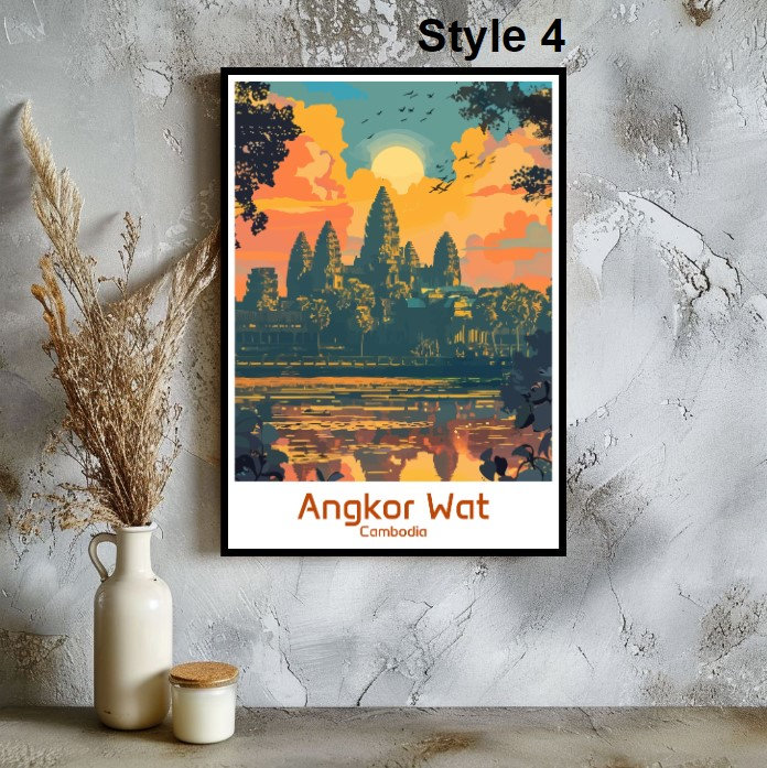 Angkor Wat Cambodia Poster Travel Print Wall Cambodia Angkor Wat Poster ...