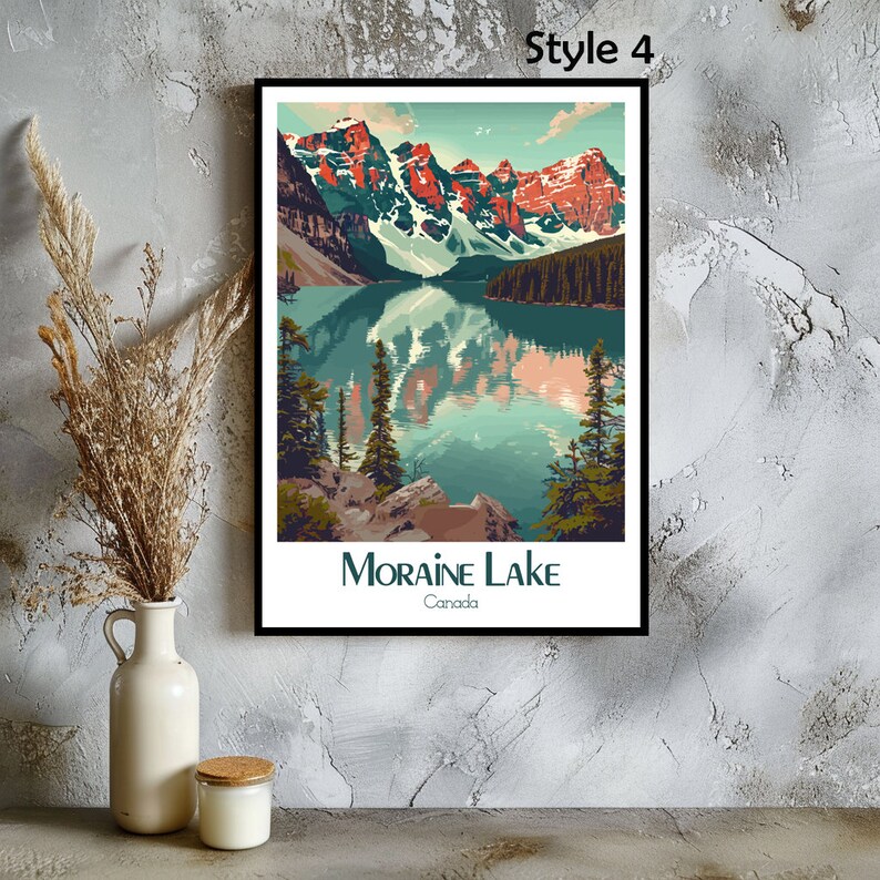 Moraine Lake Canada Travel Poster Print Wall Banff National Park Poster Wall Poster Home Decor ...