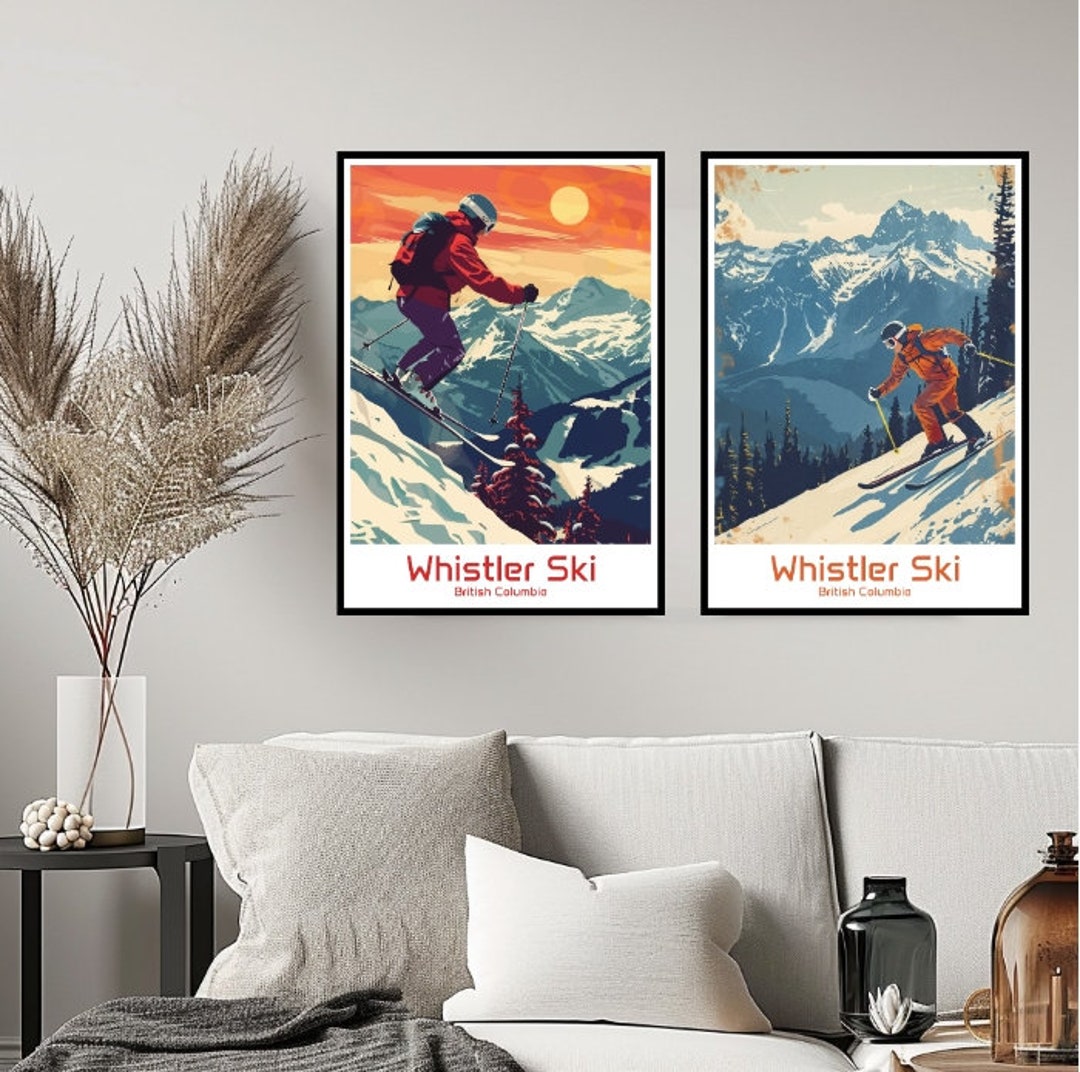 Whistler Ski Canada Poster Travel Print Wall Canada Whistler Mountain ...