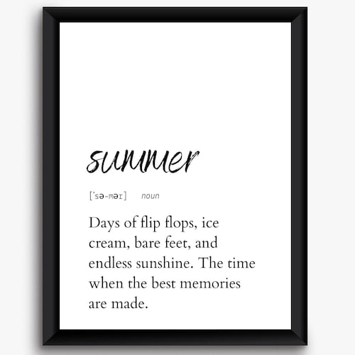 Summer Definition Printable Wall Art Summer Poster Summer | Etsy
