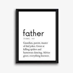 Father Definition Printable Wall Art, Father's Day Sign Gift Idea, Dad ...