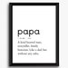 Papa Definition Printable Wall Art, Father's Day Sign Gift Idea ...