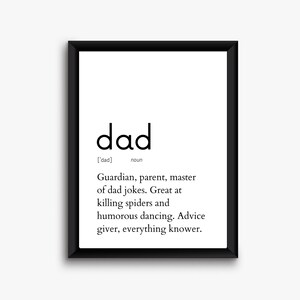 Dad Definition Printable Wall Art, Father's Day Sign Gift Idea, Father ...