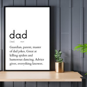 Dad Definition Printable Wall Art, Father's Day Sign Gift Idea, Father ...