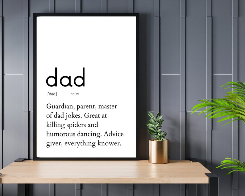 Dad Definition Printable Wall Art, Father's Day Sign Gift Idea, Father ...