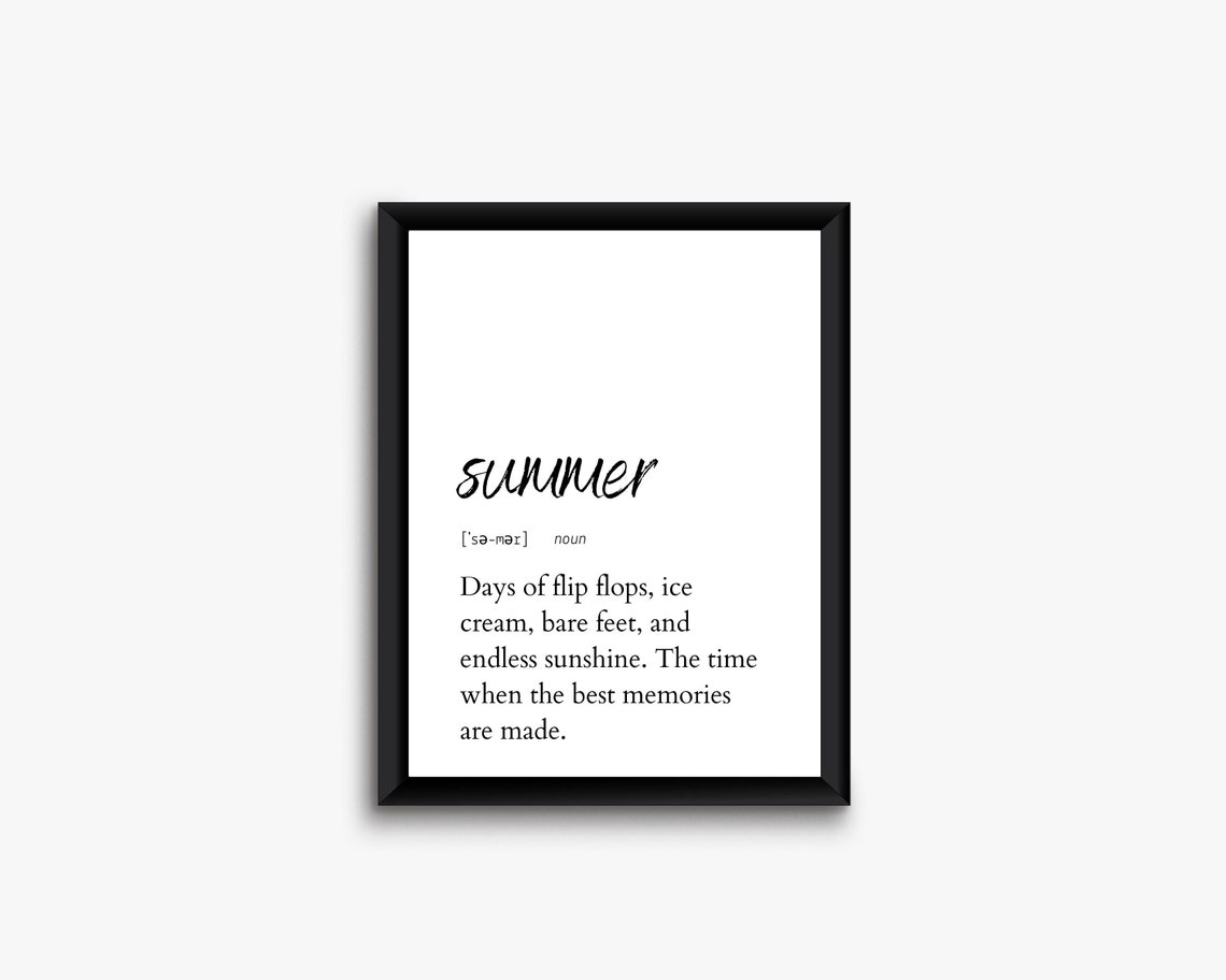 Summer Definition Printable Wall Art Summer Poster Summer | Etsy