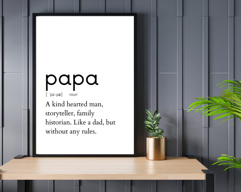 Papa Definition Printable Wall Art, Father's Day Sign Gift Idea ...