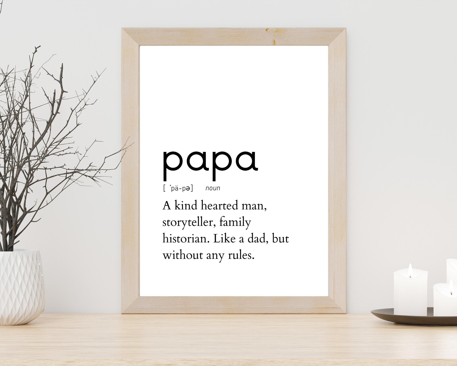 Papa Definition Printable Wall Art, Father's Day Sign Gift Idea ...