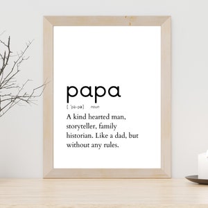 Papa Definition Printable Wall Art, Father's Day Sign Gift Idea ...