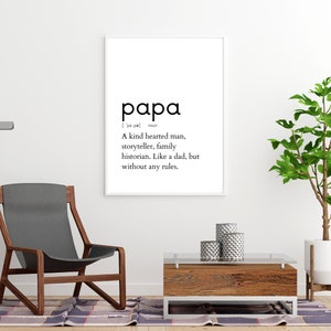 Papa Definition Printable Wall Art, Father's Day Sign Gift Idea ...