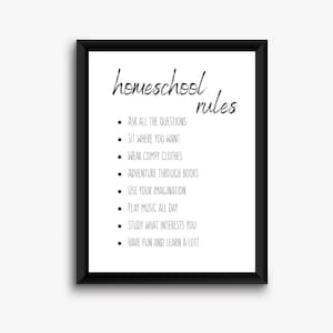 Homeschool Rules Print,homeschool Room Decor,homeschool Wall Art ...