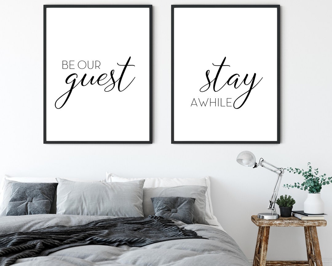 Stay Awhile Sign, Guest Room Wall Art, Be Our Guest, Guest Room Signs ...