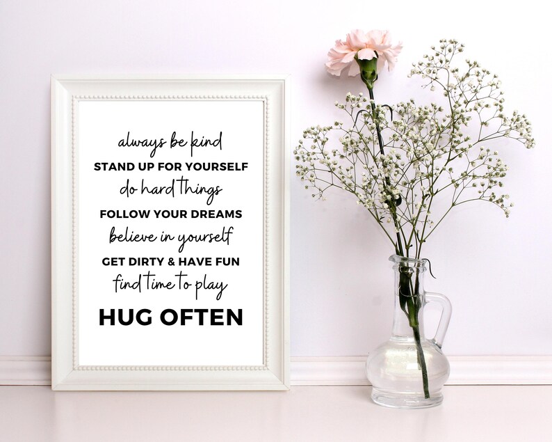 Always Be Kind Printable Wall Art,hug Often Print,inspirational Wall ...