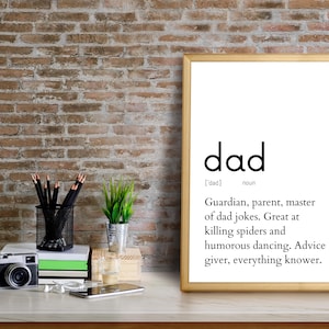 Dad Definition Printable Wall Art, Father's Day Sign Gift Idea, Father ...