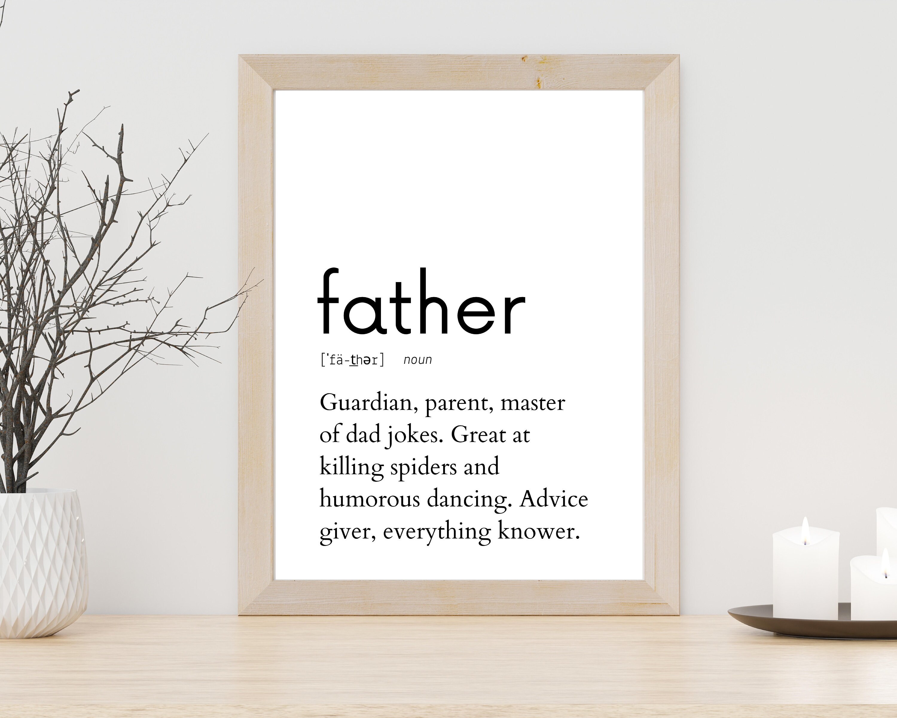 Father Definition Printable Wall Art, Father's Day Sign Gift Idea, Dad ...