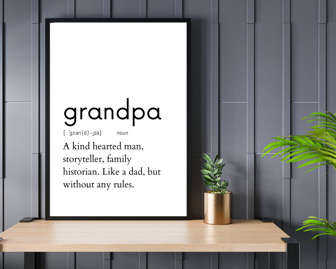 Grandpa Definition Printable Wall Art, Father's Day Sign Gift Idea ...