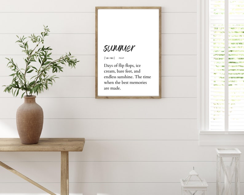 Summer Definition Printable Wall Art Summer Poster Summer | Etsy