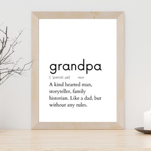 Grandpa Definition Printable Wall Art, Father's Day Sign Gift Idea ...