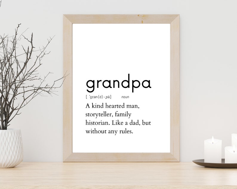 Grandpa Definition Printable Wall Art, Father's Day Sign Gift Idea ...