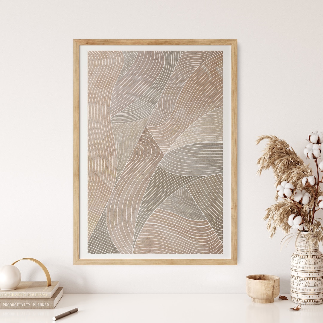 Abstract Terracotta Poster, Japandi Decoration, Boho Art Print, Digital ...