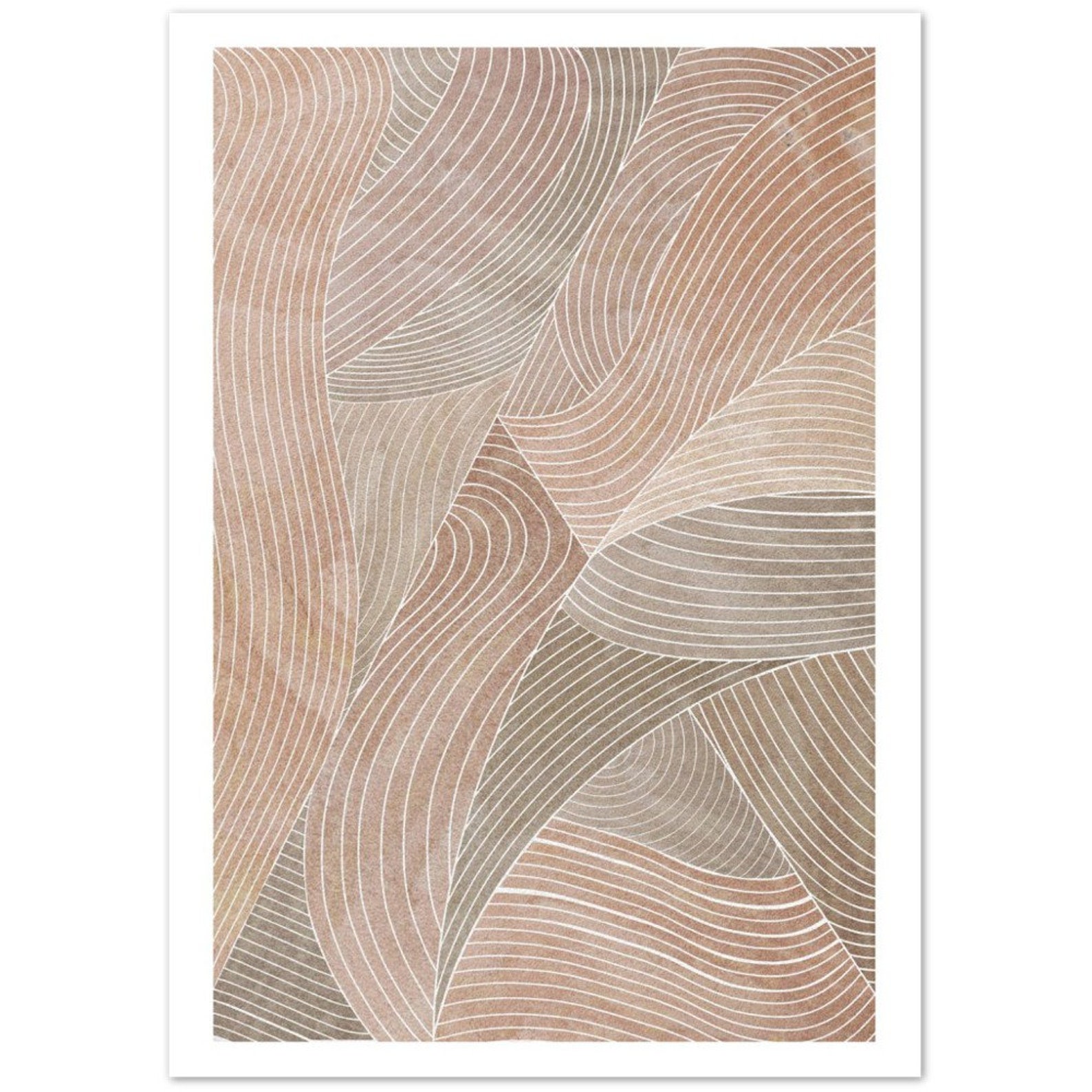 Abstract Terracotta Poster, Japandi Decoration, Boho Art Print, Digital ...