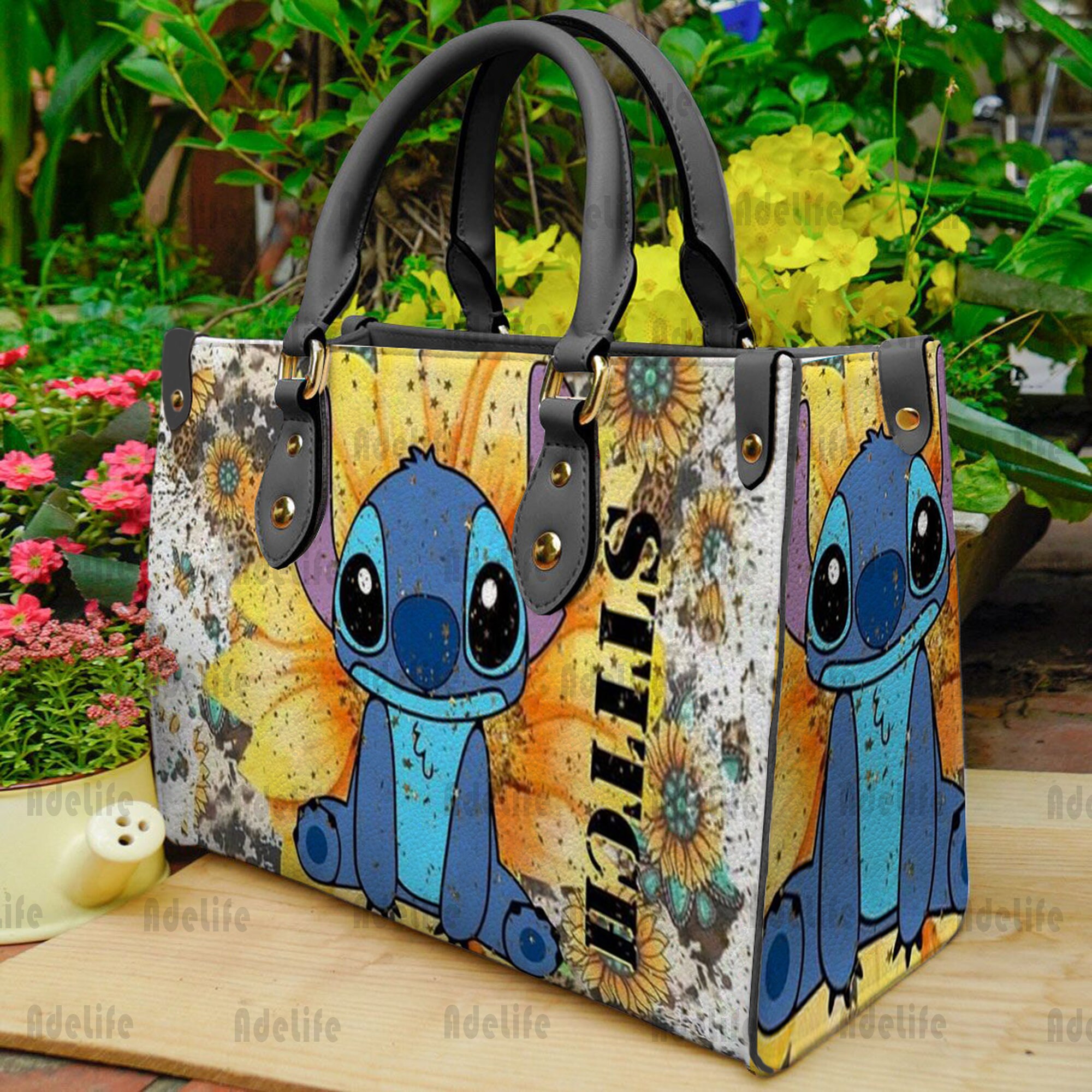 Stitch Sunflower Leather Handbag,Stitch&Lilo Woman Bags ,Disney Lovers ...
