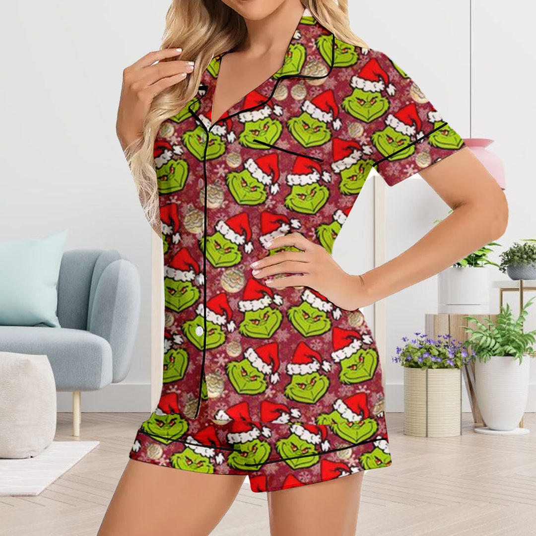 The Grinch Christmas Silk Pajama Set Grinch Womens Pajama - Etsy Australia