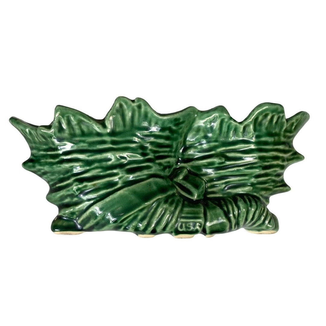 Vintage Ceramic Planter Green Cornucopia 8x3 3.25 Tall - Etsy