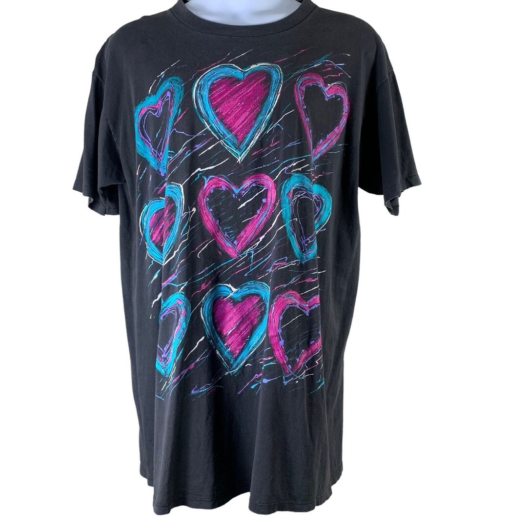 Vintage Tunic Top OS Custom Heart Graphics Short Sleeved Tee Coast Club ...
