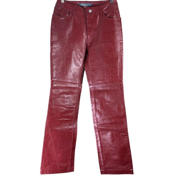 Red Leather Pants - Etsy