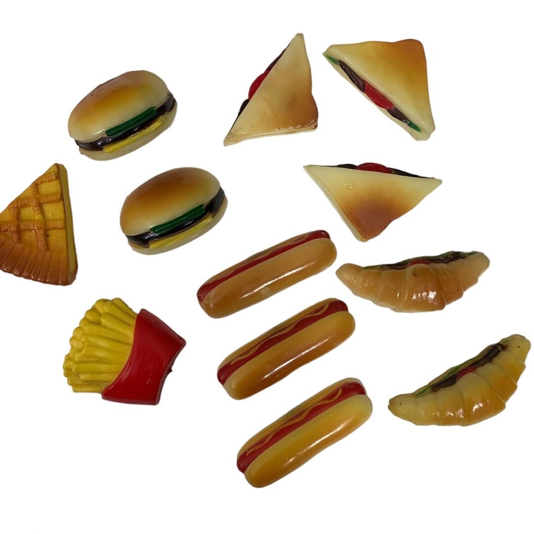 Vintage Magnet Lot of 12 Rubber Foods Burgers Hot Dogs Pie Sandwich 1.5 ...