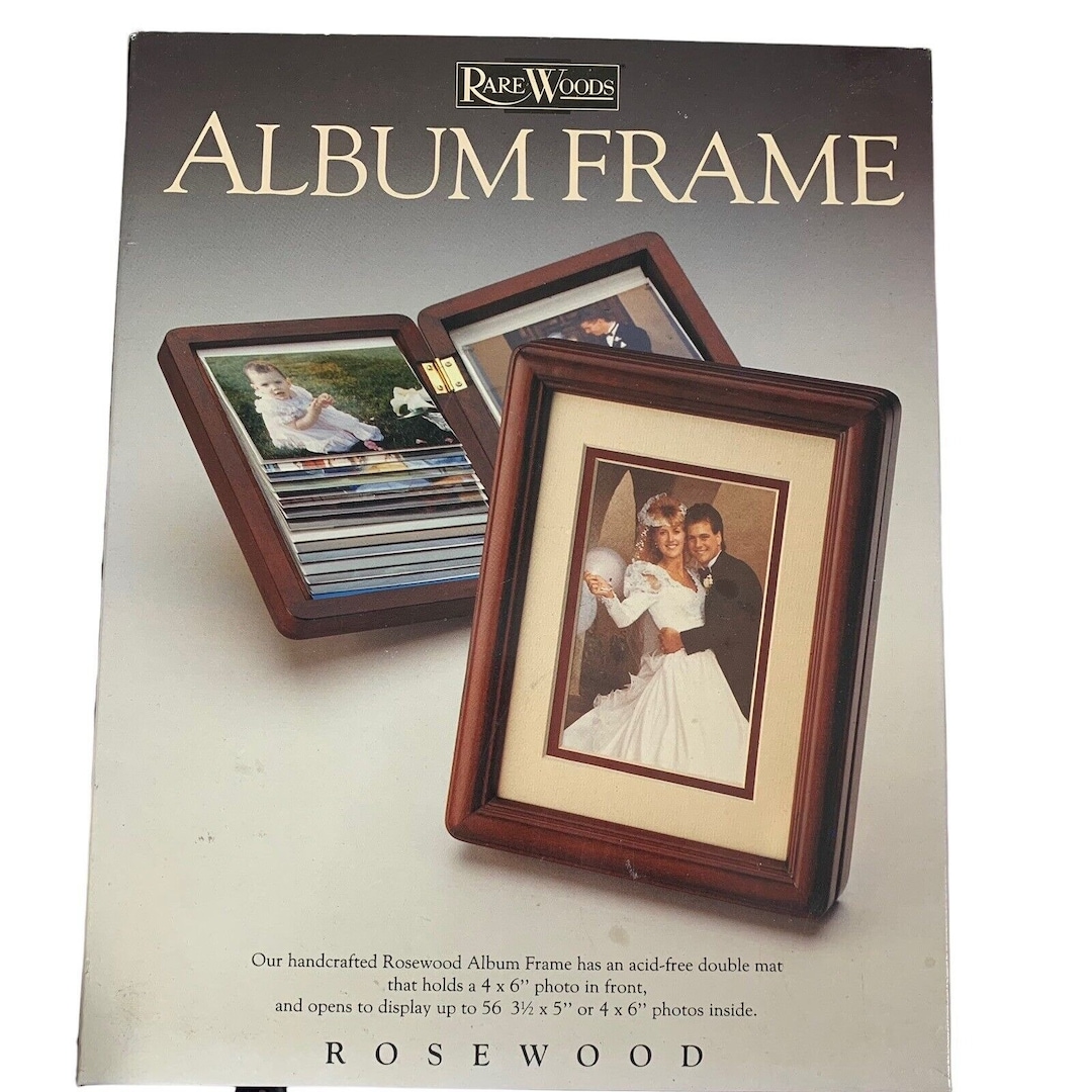 Vintage Album Frame Rosewood Picture Frame With Inner Photo Storage 4x6 ...