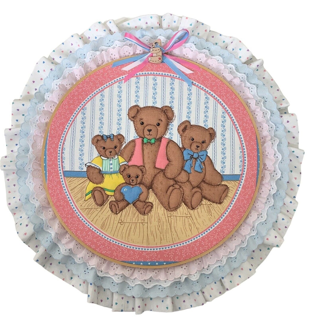 Vintage Nursery Wall Decor Handmade 80s Teddy Bear Ruffle Trim - Etsy