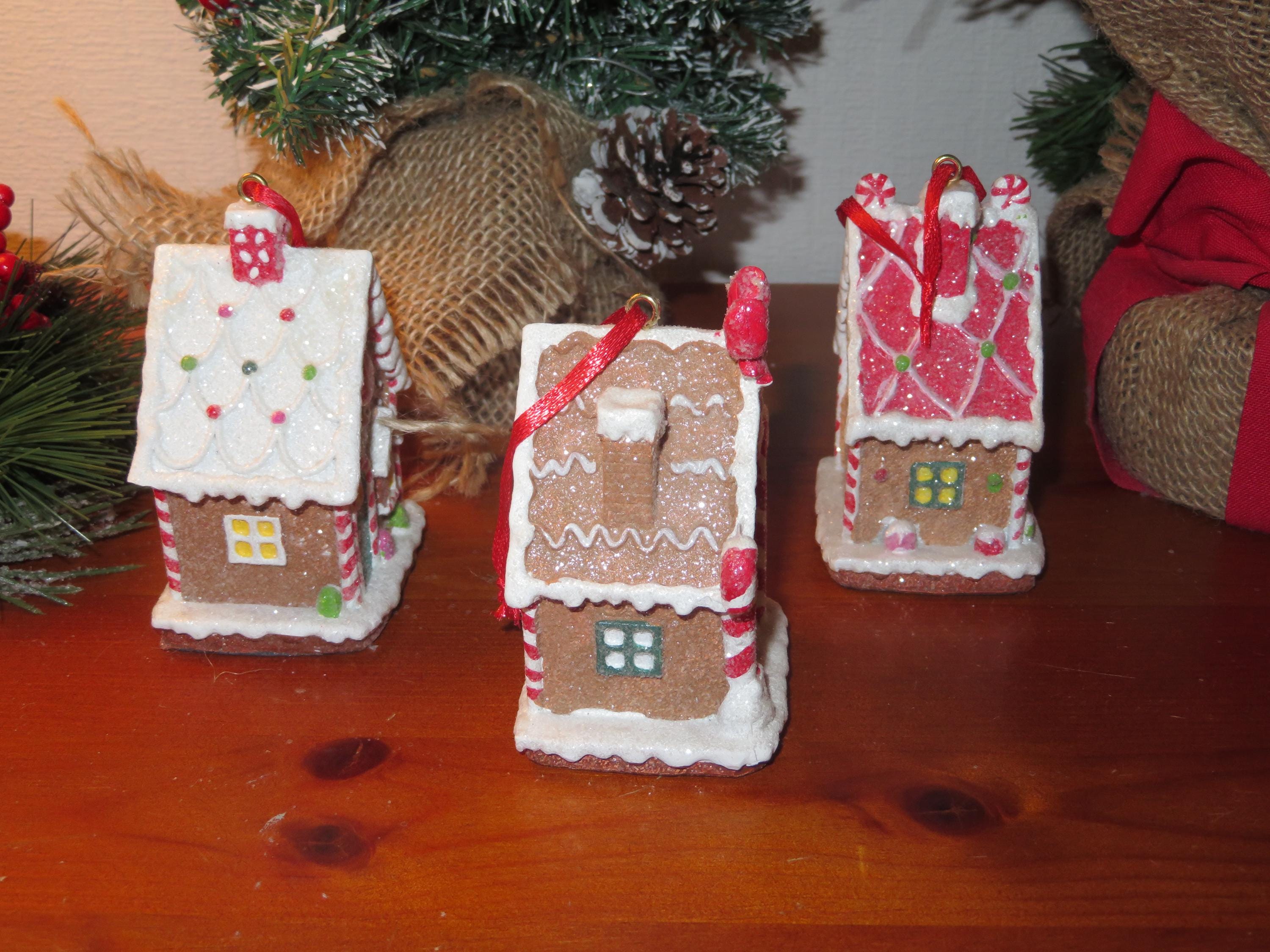 3 Colorful Ginger Bread Houses for Hanging and Standing, in a Set or ...
