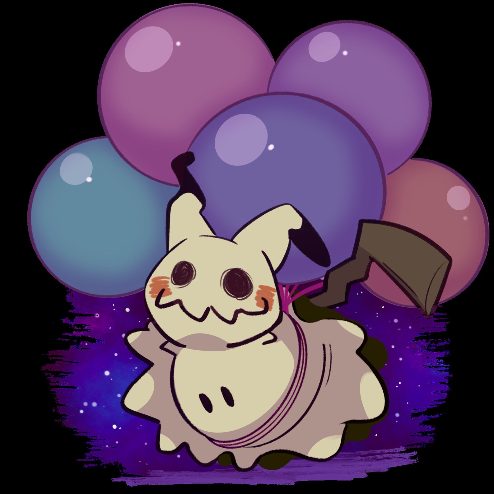 Balloon Mimikyu Sticker 2x2 - Etsy