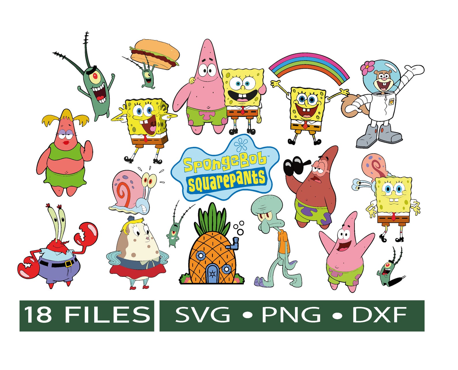 LAYERED bundle SpongeBob SquarePants svg png Squidward | Etsy