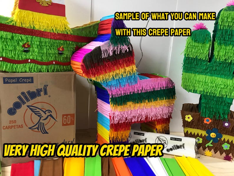 Crepe Paper Package 10 Sheets of 79x20 Inches - Vibrant Colors - Ideal ...