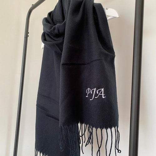 Embroidered Personalised Scarf With Initial or Name Monogram | Etsy UK