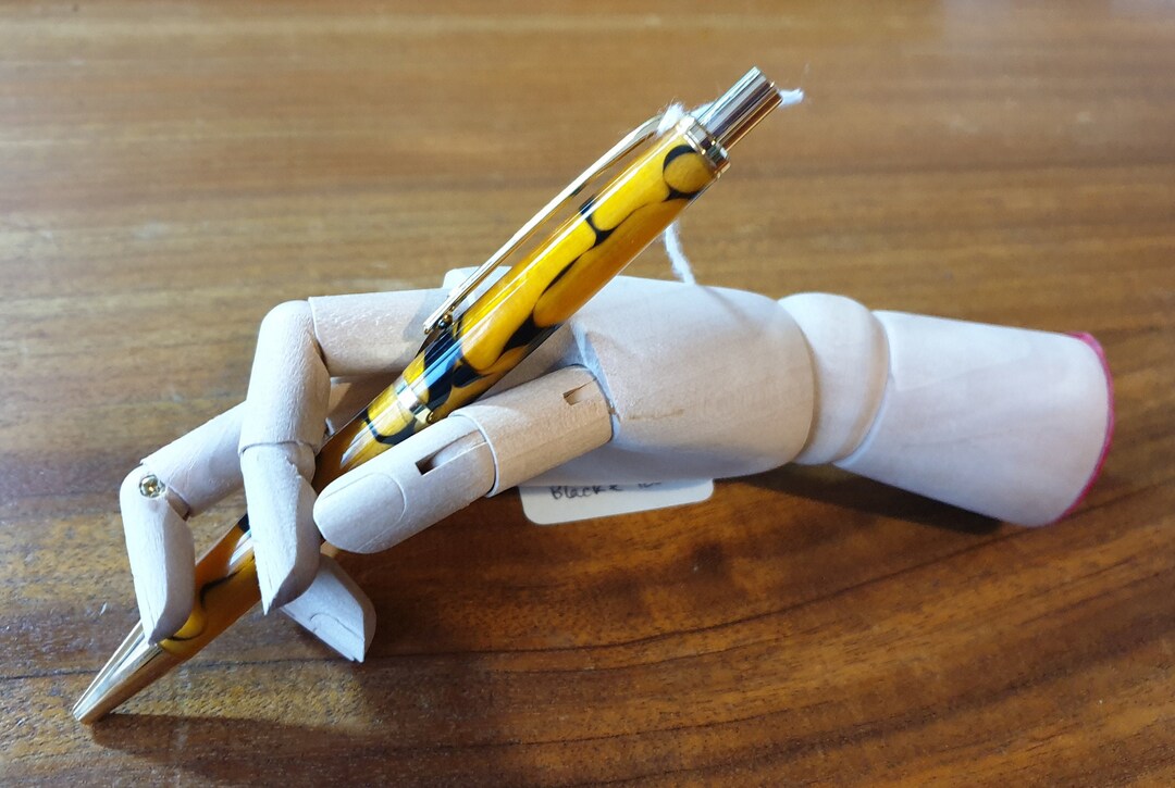 Handmade Orange and Black Acrylic Click Pen - Etsy