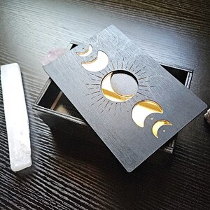 Wooden Moon Phase Tarot Box: Celestial Keepsake Storage - Etsy