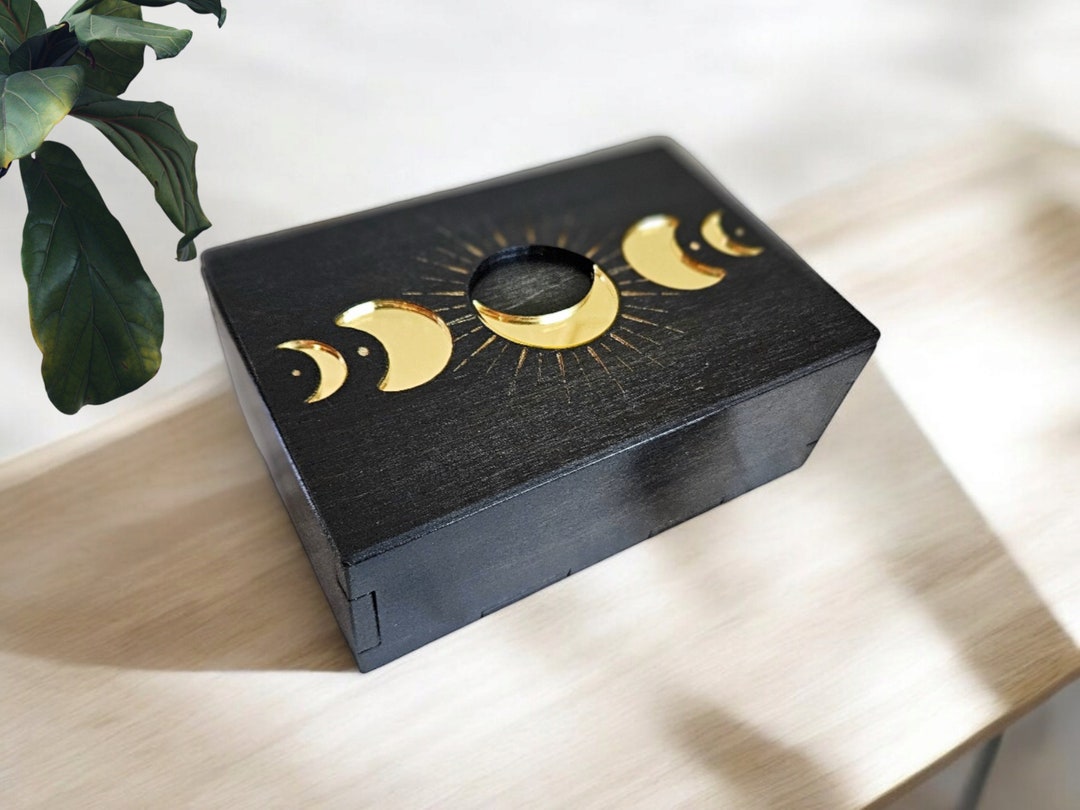Wooden Moon Phase Tarot Box: Celestial Keepsake Storage - Etsy