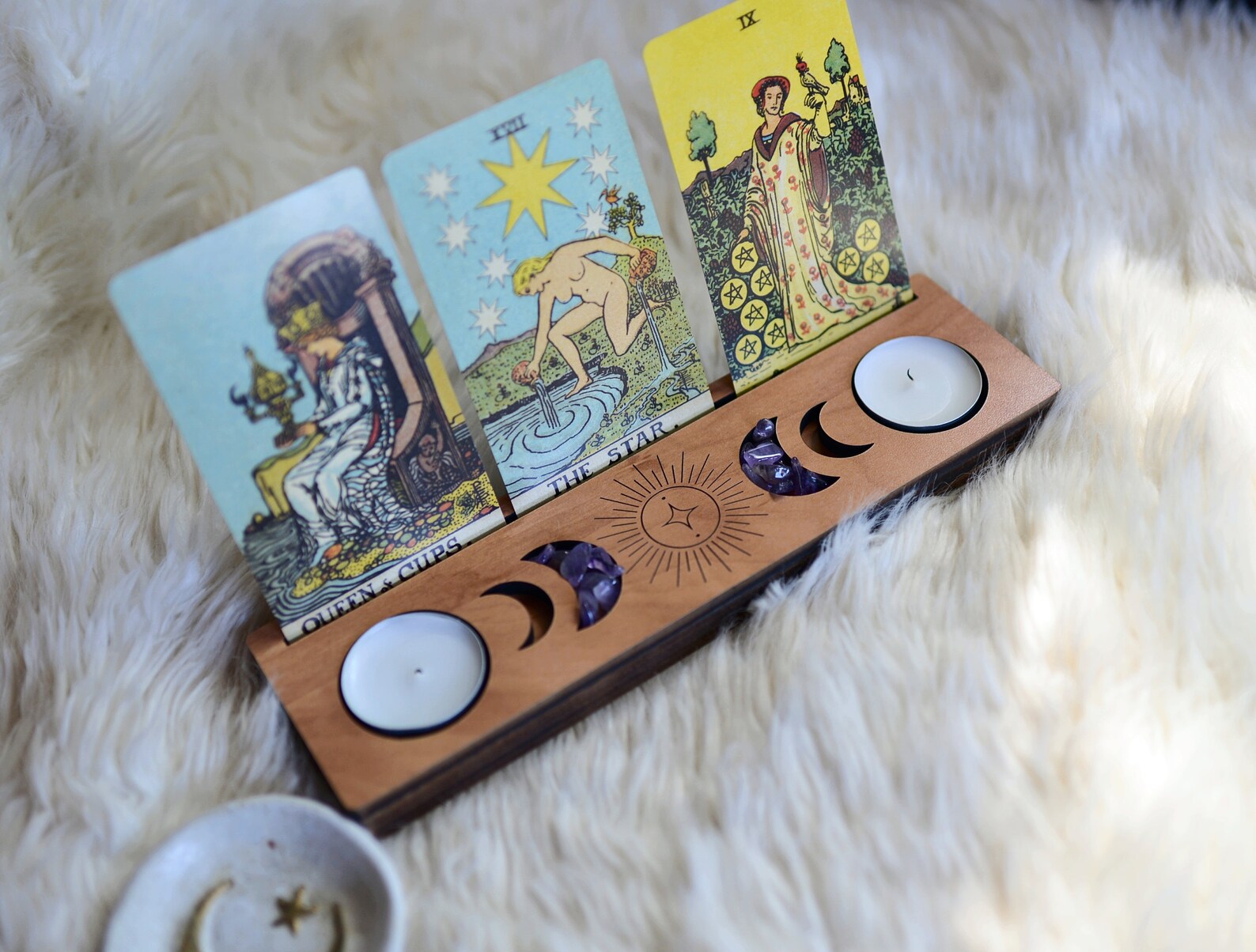 Celestial Tarot Card Display Stand: Authentic Crystal Chip Options ...