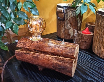 Wood Block Lamp - Etsy