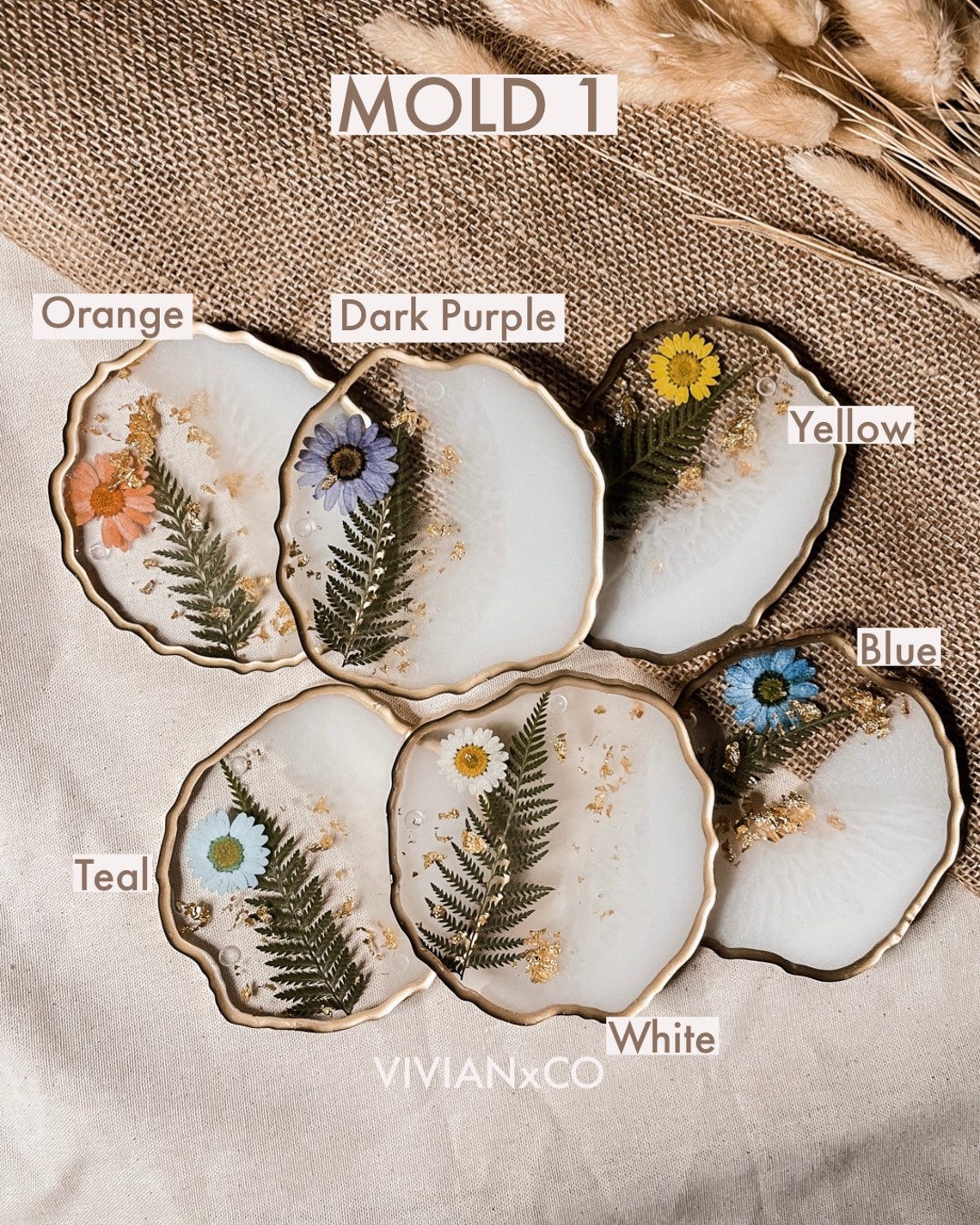 Floral Coaster Coasters Drink Coaster Pressed Flower - Etsy