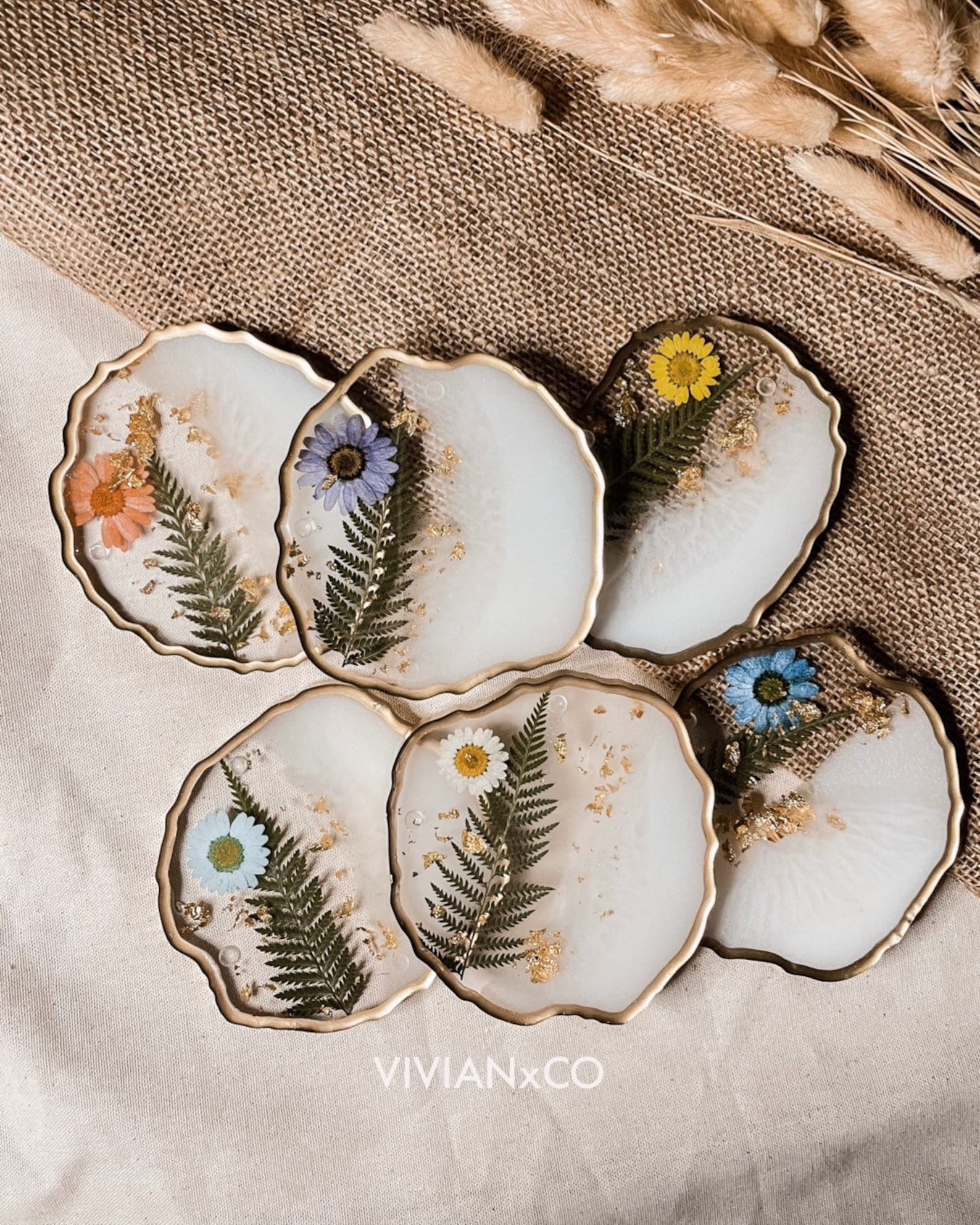 Floral Coaster Coasters Drink Coaster Pressed Flower - Etsy