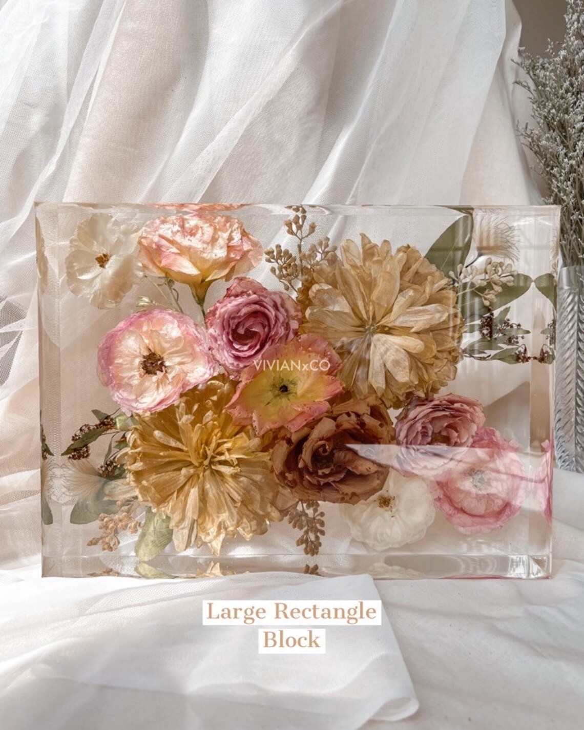 Rectangle Resin Block Wedding Floral Preservation Flower - Etsy